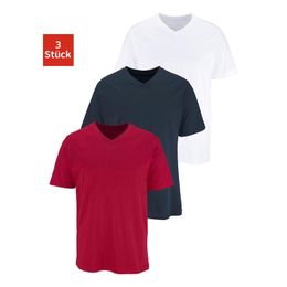 H.I.S. H.I.S Herren T-Shirt &raquo;mit V-Ausschnitt, V-neck, Unterziehshirt&laquo; Packung, 3er-Pack, 3 Stk. unifarben, V-neck, aus Baumwolle bunt 5/M