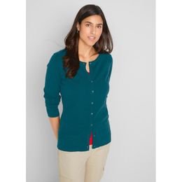 bonprix Damen bonprix Strickjacke gerade Passform, unifarben, aus Baumwollmischung, mit Knopfleiste gr&uuml;n 36/38 (S)