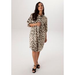 Aniston Plus Damen Aniston PLUS Hemdblusenkleid Eingrifftaschen aus sch&ouml;ner Leinen-Viskose-Qualit&auml;t beige 48, N-Gr
