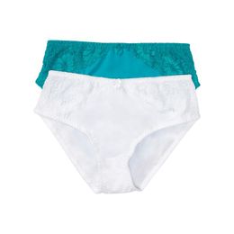bonprix Damen bonprix Maxislip Packung, 2 Stk. &uuml;ber die H&uuml;fte gef&uuml;hrt, mit floraler Spitze auf der Vorderseite wei&szlig; 44/46 (L), 2 Stk.