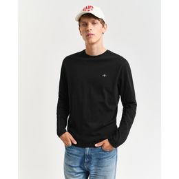 Gant Herren Langarmshirt &raquo;REG SHIELD LS T-SHIRT&laquo; mit Logostickerei auf der Brust schwarz S