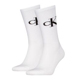 Calvin Klein Jeans Herren Socken &raquo;CKJ MEN SOCK 2P MONOGRAM&laquo; 2 Paar, 2 Stk. tlg. mit verst&auml;rkter Ferse, komfortable Frotteesohle wei&szlig; 39-42