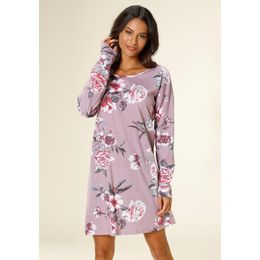 Vivance Dreams By Lascana Damen Vivance Dreams by Lascana Nachthemd mit gro&szlig;em Blumendruck lila 32/34, N-Gr