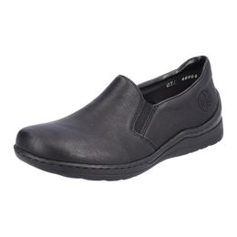 Rieker Damen Slipper Alltagsschuh, Schlupfschuh, Freizeitschuh mit beidseitigem Stretch schwarz 41