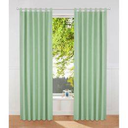 OTTO home Vorhang &raquo;Parry&laquo; Schlaufen 2 Stk. tlg. 2-er Set, blickdicht, monochrom, basic gr&uuml;n Polyester, Recyceltes Material 265cm, Schlaufen, 140cm
