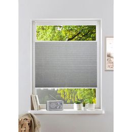 OTTO home Plissee &raquo;WILLA&laquo; Lichtschutz ohne Bohren verspannt NEUHEIT in Leinenoptik, Klemmfix, f&uuml;r Fenster & T&uuml;r, Sonnenschutz grau Obermaterial: 100% 