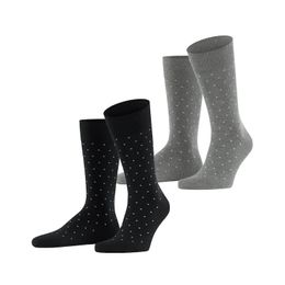 Esprit Herren Socken &raquo;Fine Dot&laquo; 2 Paar, gepunktet, geripptes B&uuml;ndchen, Baumwoll-Mix schwarz-wei&szlig; 43-46