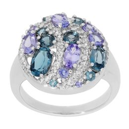 Firetti Damen Fingerring &raquo;Schmuck Geschenk Silber 925 DamenringMystic Galaxy&laquo; mit Tansanit, London Blue Topas, Wei&szlig;topas 20, Silber 925 (