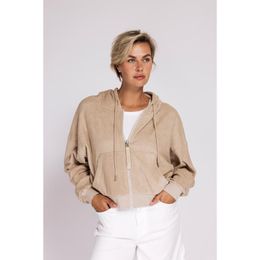 Zhrill Damen Sweatblazer &raquo;RATANA&laquo; l&auml;ssiger Look, h&uuml;ftlange Schnittform, mit K&auml;ngurutasche beige S