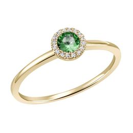 Firetti Damen Fingerring &raquo;Schmuck Geschenk Gold 585 Damenring Verlobungsring Ring Kreis rund&laquo; mit Peridot gr&uuml;n 56, 0,04 SI = kleine Einschl&uuml;sse, 