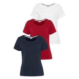 Eastwind Damen T-Shirt 3er-Pack, Kurzarm, h&uuml;ftlang, f&uuml;r die Freizeit, aus Baumwolle bunt 48/50