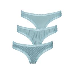 Lascana Damen Lascana String 3er-Pack, aus elastischer Baumwolle mit weicher Spitze gr&uuml;n 40/42