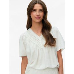 V&eacute;ro Moda Vero Moda Damen Kurzarmbluse &raquo;VMKARLA S/S V-NECK TOP WVN BTQ&laquo; Baumwolle wei&szlig; L