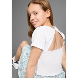 Delmao M&auml;dchen DELMAO T-Shirt &raquo;Shirt mit R&uuml;cken-Cut out&laquo; mit cut out im R&uuml;ckenteil wei&szlig; 176/182
