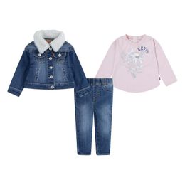 Levi's Kids Jungen Levi's Kids Shirt, Hose & J&auml;ckchen &raquo;LVG 3PC SHERPA TRUCKER & JEAN&laquo; Set, 3 Stk. im Jeans-Look, for Girls blau 12M (80)