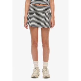 Superdry Damen Minirock &raquo;ATH ESS FOLD OVER SKIRT&laquo; aus Baumwollmischung, Regular Fit, mit Gummizug, gestreiftes Design XL