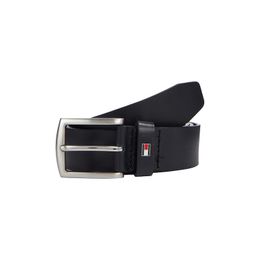 Tommy Hilfiger Herren Lederg&uuml;rtel &raquo;DENTON 3,5 cm breit&laquo; Robuster Lederg&uuml;rtel mit Flag-Label, silberne Schnalle, verstellbar blau 115