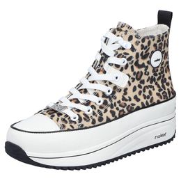 Rieker Damen Plateausneaker High Top-Sneaker, Schn&uuml;rboots in bequemer Form beige 38