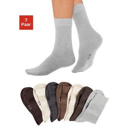 Lavana Damen Basicsocken Packung, 7 Stk. tlg. mit druckfreiem B&uuml;ndchen braun 39-42
