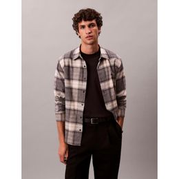 Calvin Klein Jeans Herren Langarmhemd &raquo;LS BRUSHED PLAID EASY SHIRT&laquo; Mit Rundhalsausschnitt, regular fit schwarz S, N-Gr