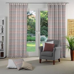 WIRTH Vorhang &raquo;Benewitz&laquo; Schlaufen 1 Stk. tlg. rot Jacquard, Baumwolle, Polyester 125cm, Schlaufen, 65cm