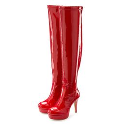 LASCANA Belle Affaire Damen LASCANA Belle Affaire Overkneestiefel &raquo;High-Heel-Stiefelette mit Plateau,&laquo; in erotischer Lack-Optik rot 43
