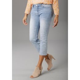Aniston Selected Damen Aniston SELECTED Straight-Jeans in verk&uuml;rzter cropped L&auml;nge blau 42, N-Gr