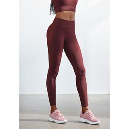 Lascana Damen Lascana Seamless Leggings &raquo;Po Push Up&laquo; mit Rippstruktur und Shapingeffekt, Sporthose, Sportleggings rot S (36/38), N-Gr