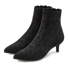 Lascana Damen Lascana Ankleboots &raquo;Sock Boot, High Heel Stiefelette, Stiefel,&laquo; aus elegant elastischer Spitze schwarz 41