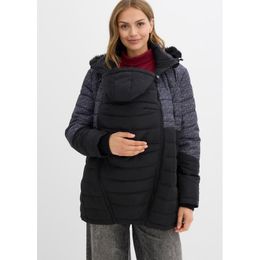 bonprix Damen bonprix Umstandsmantel wattiert, 3-in-1-Design, regen- und windabweisend, lockere Passform schwarz 48