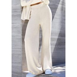 Copenhagen Studios Damen Strickhose aus hochwertigem Rippstrick, Loungewear beige 32/34, N-Gr