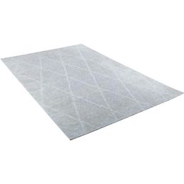 Tom Tailor HOME Teppich &raquo;Fine Lines&laquo; rechteckig 5 mm H&ouml;he Flachgewebe, Rauten Design, ideal im Wohnzimmer & Schlafzimmer blau Wolle B : 50cm 1 Stk., 