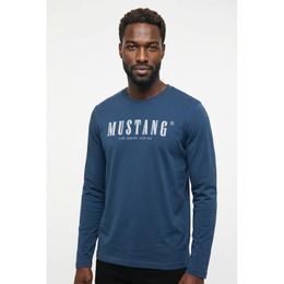 Mustang Herren Mustang Langarmshirt &raquo;Style Adrian&laquo; plakativ bedruckt blau L