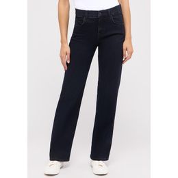 Angels Damen Angels Stretch-Jeans &raquo;LARA&laquo; weite Passform, aus Baumwollmischung, mit Metallrei&szlig;verschluss blau 34, L&auml;nge 32