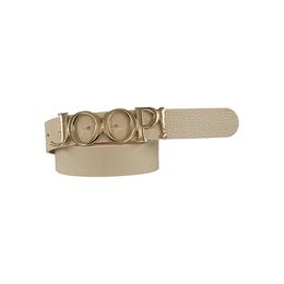 JOOP! Damen JOOP! Lederg&uuml;rtel aus Rindnappaleder mit Logo-Pin-Schlie&szlig;e, Breite 2,5cm beige 80