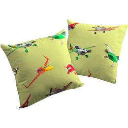 WIRTH Dekokissen &raquo;Planes Action&laquo; Disney, Kissenh&uuml;lle ohne F&uuml;llung, 2 St&uuml;ck gr&uuml;n Polyester B/L: 40cm x 40cm, 2 Stk.