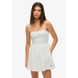 Superdry Damen Sommerkleid &raquo;BRODERIE CAMI MINI DRESS&laquo; mit sch&ouml;ner Lochstickerei wei&szlig; XL, N-Gr