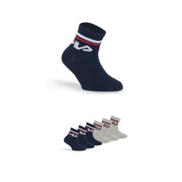 Fila Herren Kurzsocken &raquo;JUNIOR UNISEX QUARTER PLAIN SOCKS&laquo; 6 Paar tlg. mit eingestricktem Logo im B&uuml;ndchen, Kindersocken blau 31-34