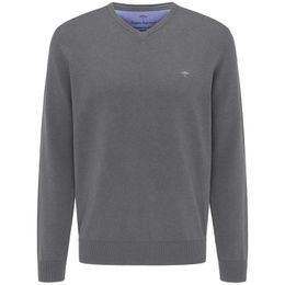 Fynch-Hatton Herren Fynch-Hatton Strickpullover &raquo;Fynch-Hatton Pullover mit V-Kragen&laquo; aus Baumwolle, mit V-Ausschnitt, bequeme Passform grau L (52/54)