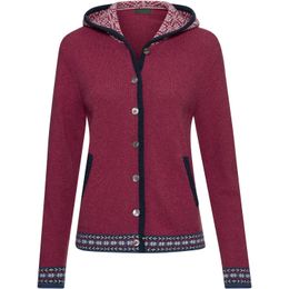 Reitmayer Kapuzen-Cardigan mit Jacquard-Muster Weinrot (Gr&ouml;&szlig;e: 36)
