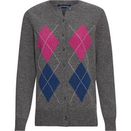 Highmoor Argyle-Cardigan Grau/Blau/Rosa (Gr&ouml;&szlig;e: 42)