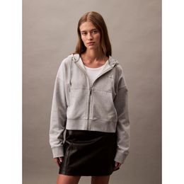 Calvin Klein Jeans Damen Sweatjacke &raquo;MNLG FRNCH TRRY FZ B&laquo; Mit Rundhalsausschnitt grau XXL (46)
