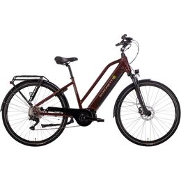 Saxonette Damen SAXONETTE &raquo;Premium Sport (Trapez)&laquo; 10 Gang Kettenschaltung Mittelmotor 250 W Pedelec, Elektrofahrrad f&uuml;r Damen rot 45cm, 28 Zoll (