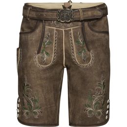Almsach Kurze Lederhose Braun/Gr&uuml;n (Gr&ouml;&szlig;e: 54)