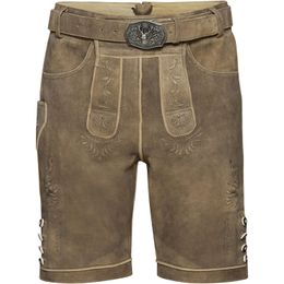 Almsach Kurze Lederhose Braun/Khaki (Gr&ouml;&szlig;e: 48)