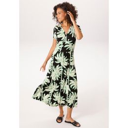 Aniston Casual Damen Aniston CASUAL Sommerkleid mit gro&szlig;fl&auml;chigen, grafischen Palmen bedruckt 38, N-Gr