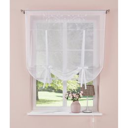 OTTO home Gardine &raquo;Lulu&laquo; Stangendurchzug 1 Stk. tlg. transparent, Voile mit Stickerei wei&szlig; Voile, Polyester 140cm, Stangendurchzug, 60cm