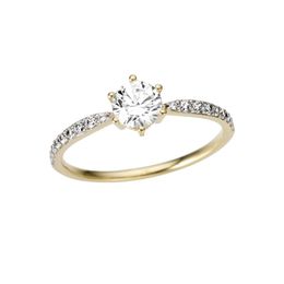 Firetti Damen Goldring &raquo;Schmuck Geschenk Gold 333 Vorsteckring, Verlobungsring&laquo; mit Zirkonia (synth.) wei&szlig; 19, Gelbgold 333, 1,5mm