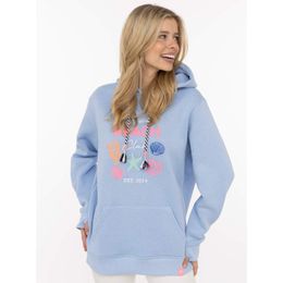 Zwillingsherz Damen Hoodie &raquo;"Beach Club"&laquo;, Muschel-Motiv, Kapuze mit bunter Kordel, K&auml;ngurutasche L/XL