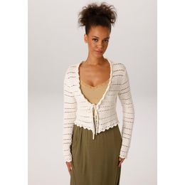 Aniston Casual Damen Aniston CASUAL Strickjacke im trendigen Ajour-Muster-Mix 46